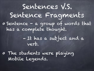 Sentence v.s. fragments | PPT