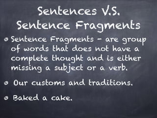Sentence v.s. fragments | PPT