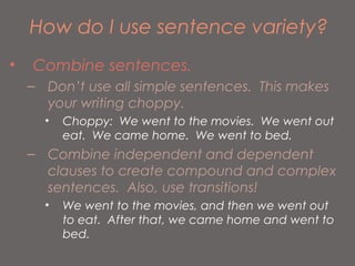 Sentence variety wr | PPT