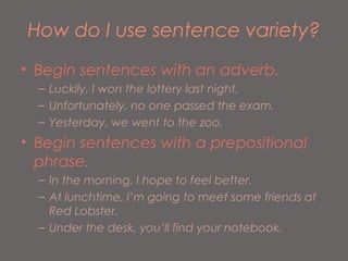 Sentence variety wr | PPT