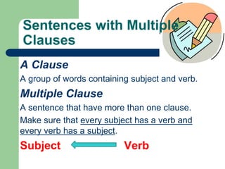 Sentence with Multiple Clauses | PPT