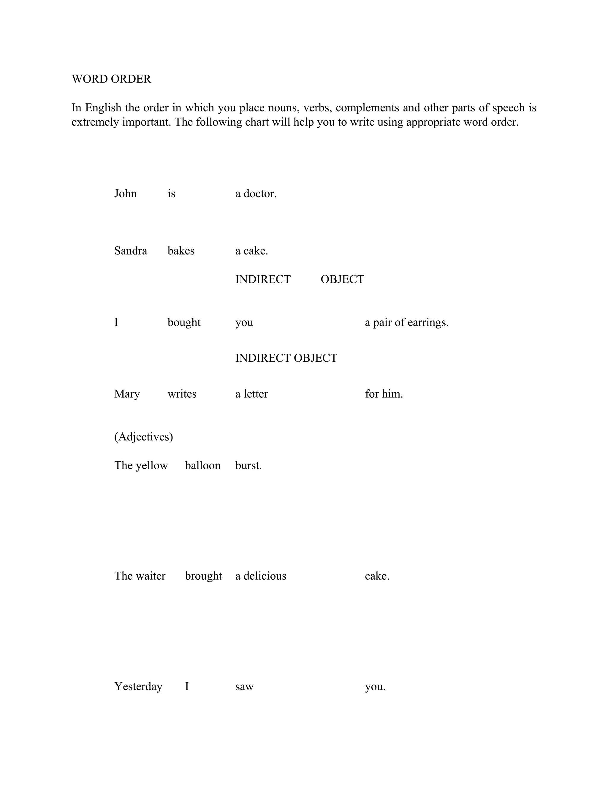 Sentence Word Order | PDF