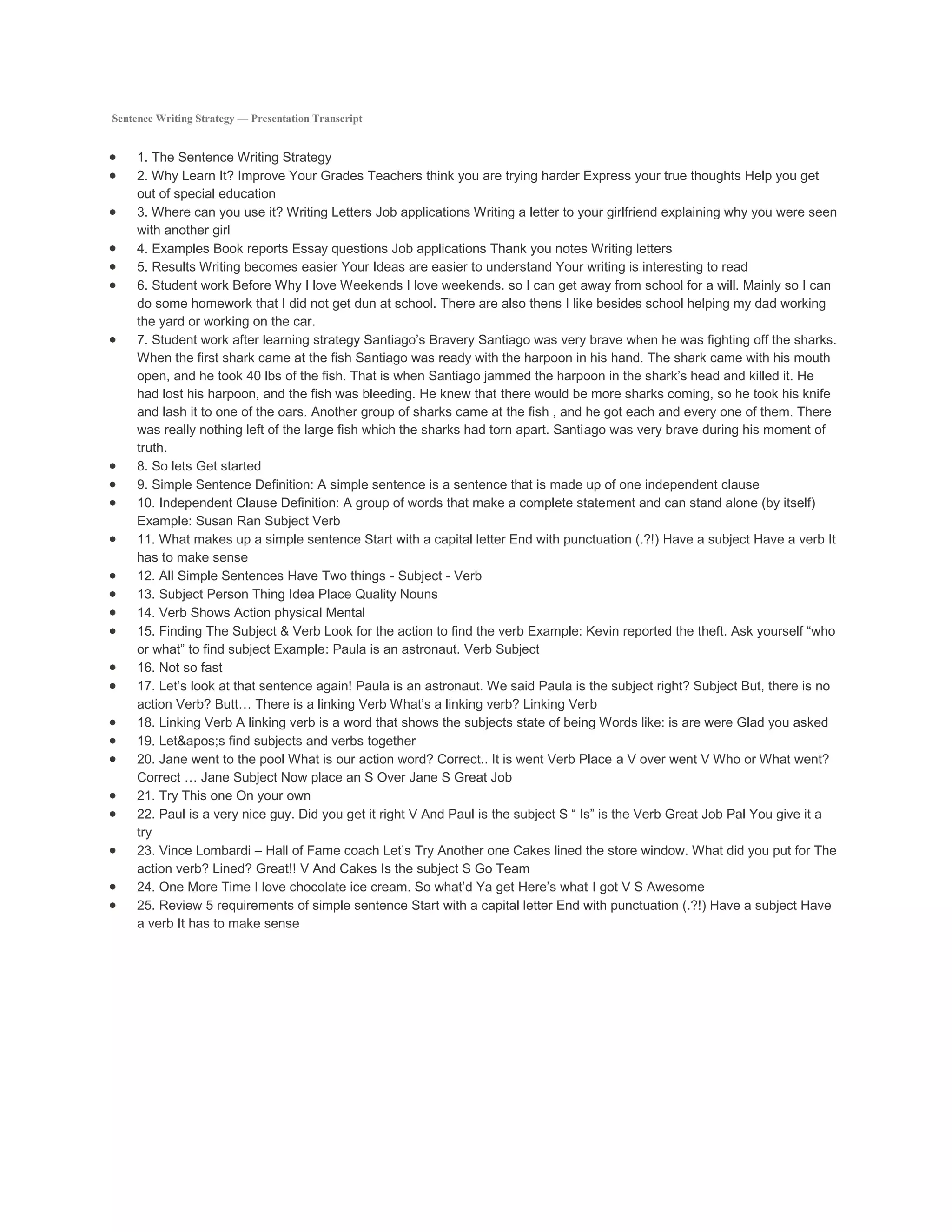 Sentence writing strategy | PDF