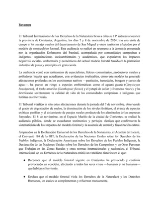 Tribunal Internacional por los Derechos de la Naturaleza: Caso ...