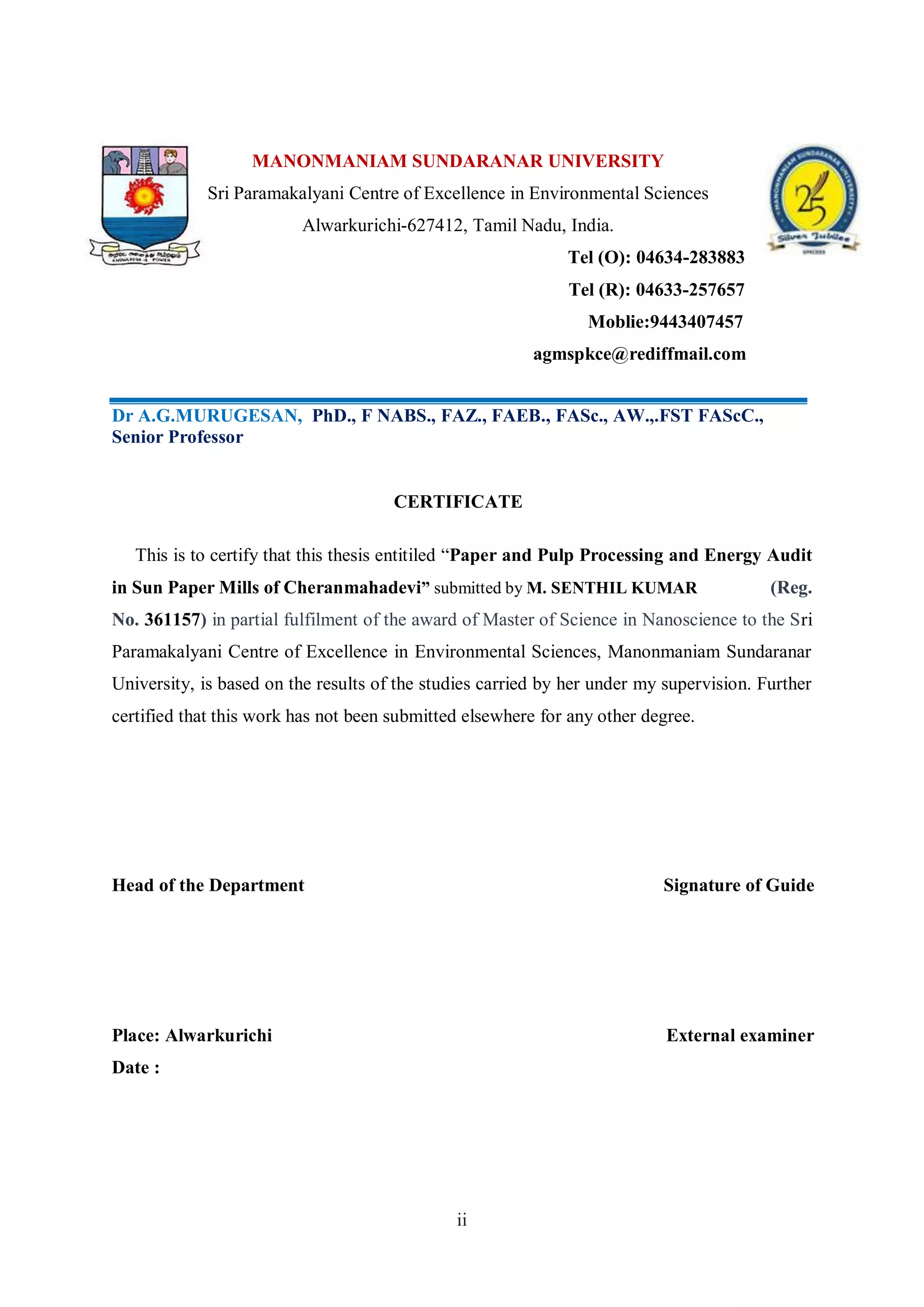 DISSERTATION ON SUN PAPER MILL | PDF