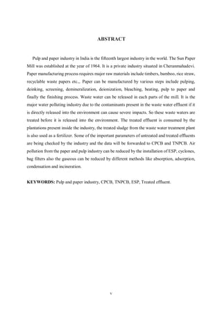 DISSERTATION ON SUN PAPER MILL | PDF