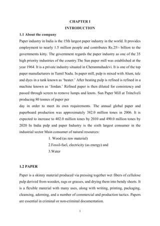 DISSERTATION ON SUN PAPER MILL | PDF