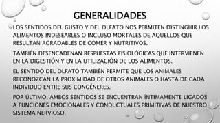 Sentidos del gusto y el olfato. Aparato nervioso | PPTX