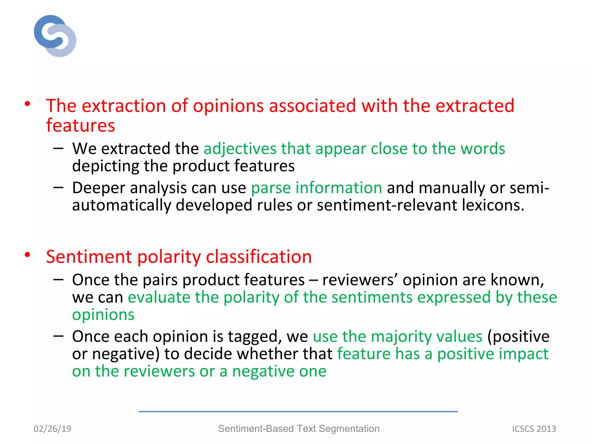 Sentiment based text segmentation | PPT