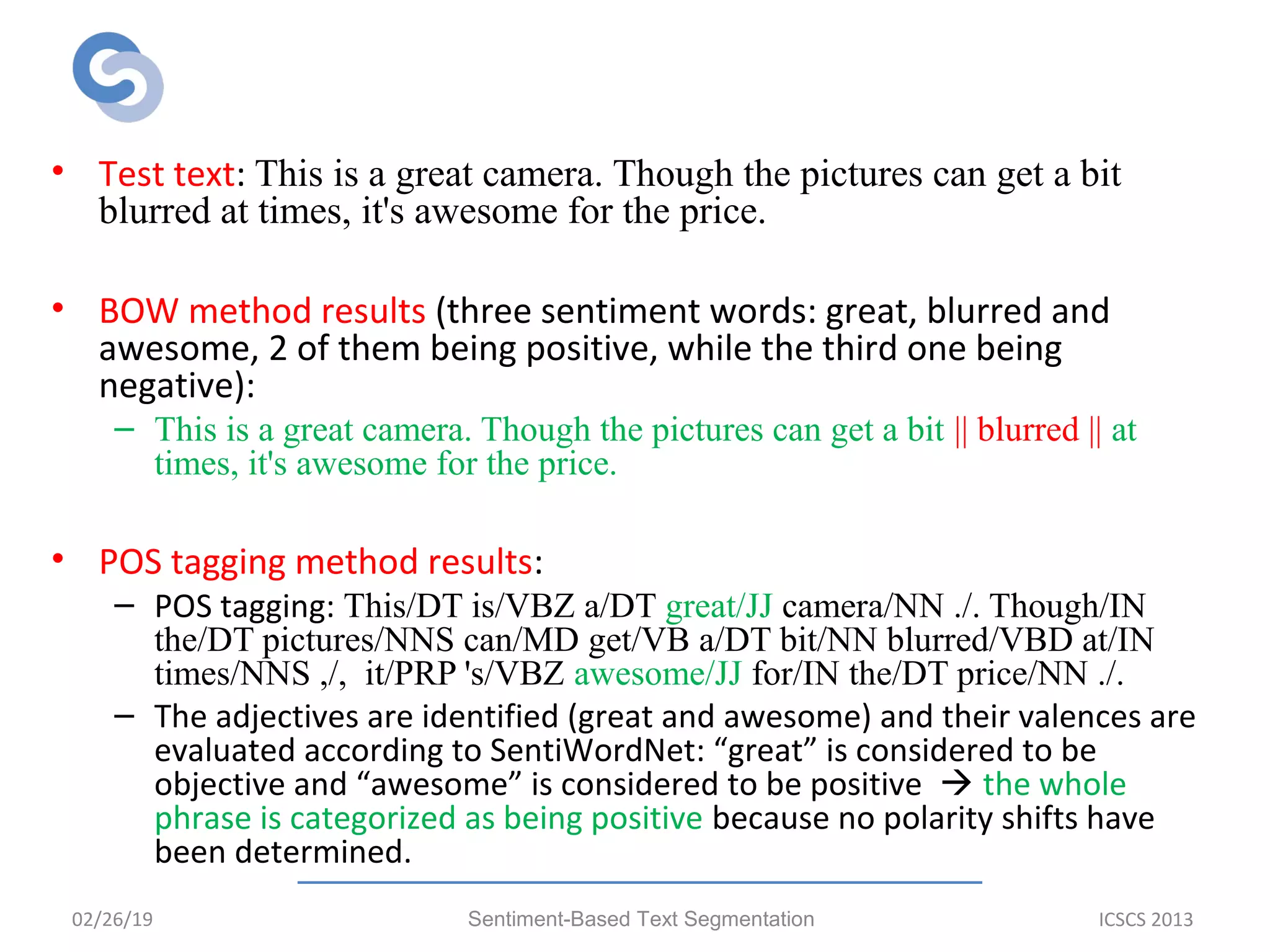 Sentiment Based Text Segmentation Ppt