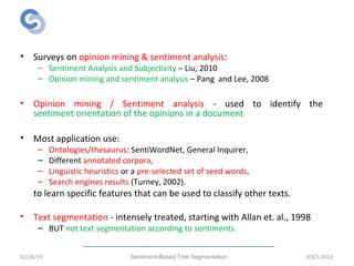 Sentiment based text segmentation | PPT