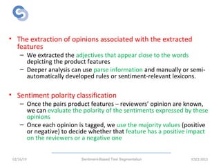Sentiment based text segmentation | PPT