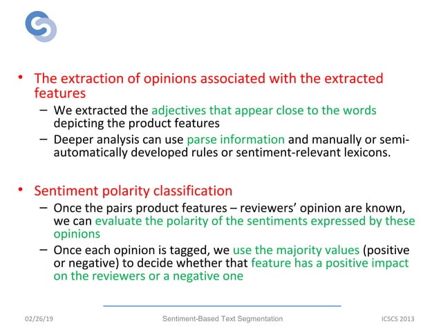 Sentiment based text segmentation | PPT