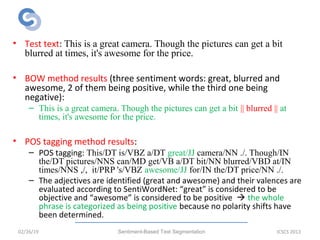 Sentiment based text segmentation | PPT