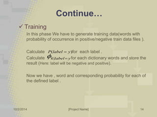 Sentiment analysis using naive bayes classifier | PPTX