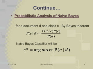 Sentiment analysis using naive bayes classifier | PPTX