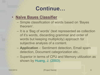 Sentiment analysis using naive bayes classifier | PPT