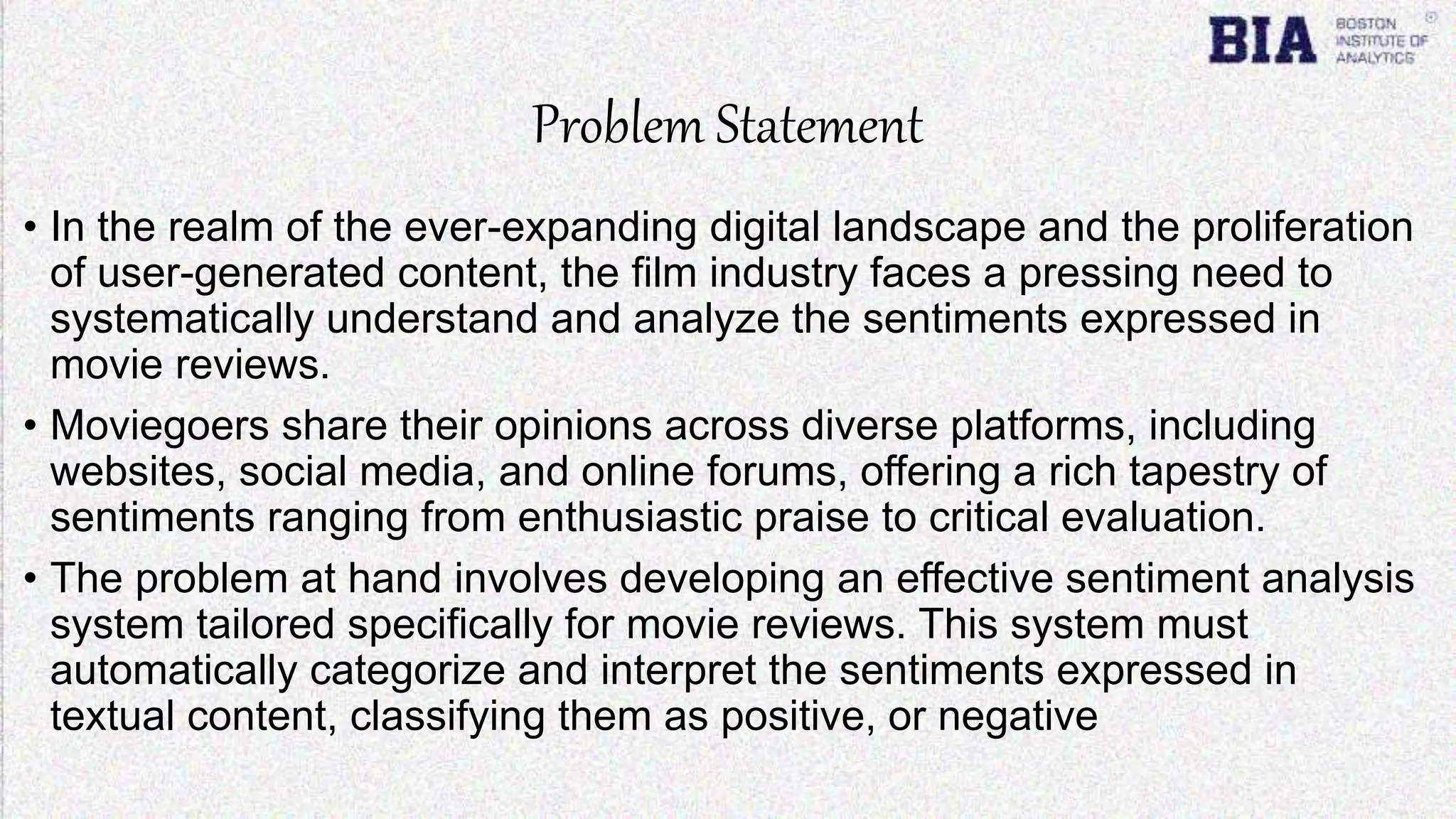 Analyzing Movie Reviews : Machine learning project | PPTX