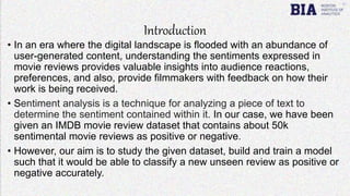 Analyzing Movie Reviews : Machine learning project | PPTX