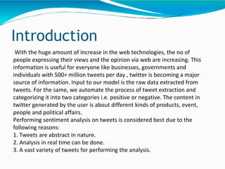 Sentiment analysis of Twitter data using python | PPTX