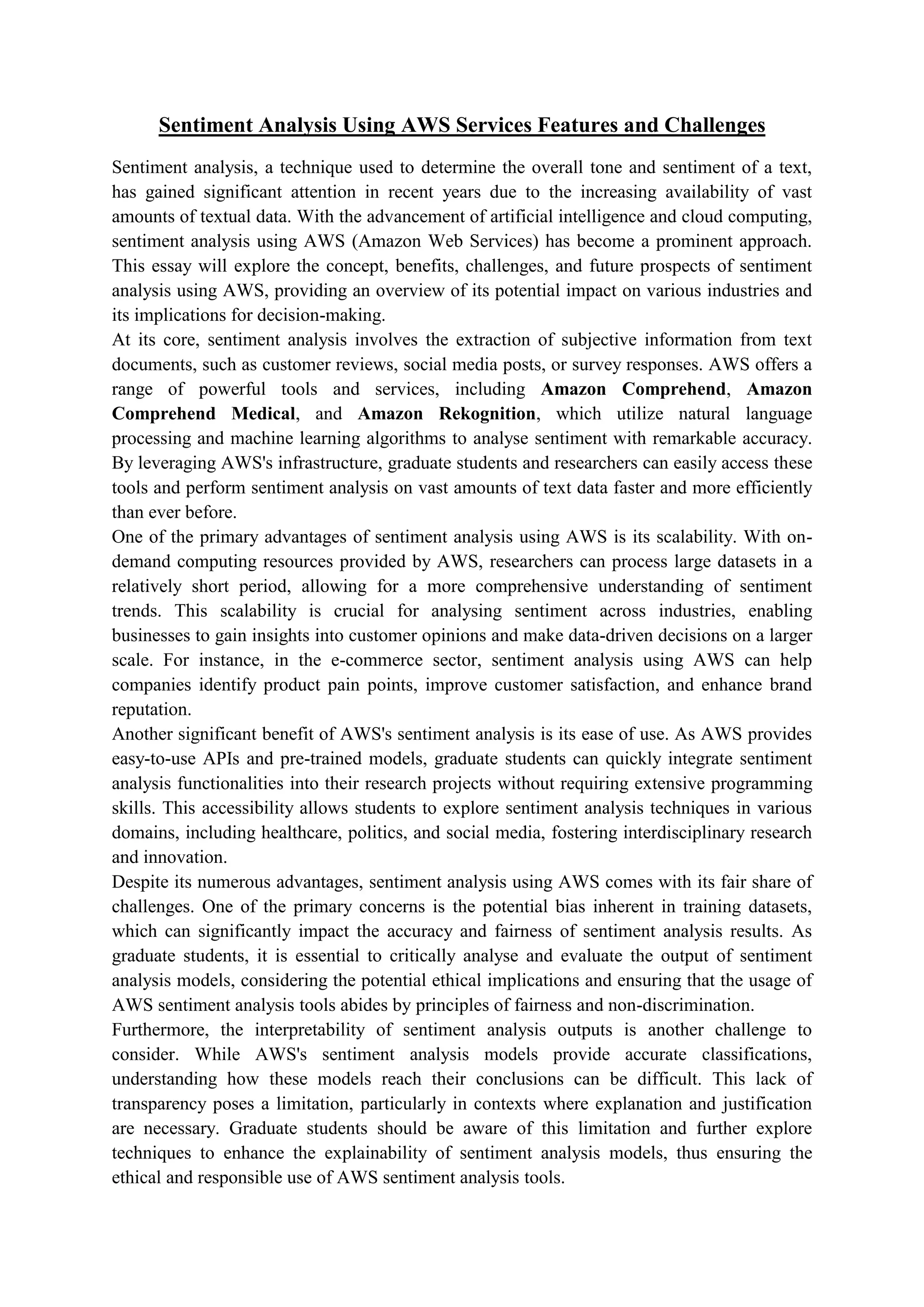 Sentiment Analysis Using AWS Services Features and Challenges.pdf