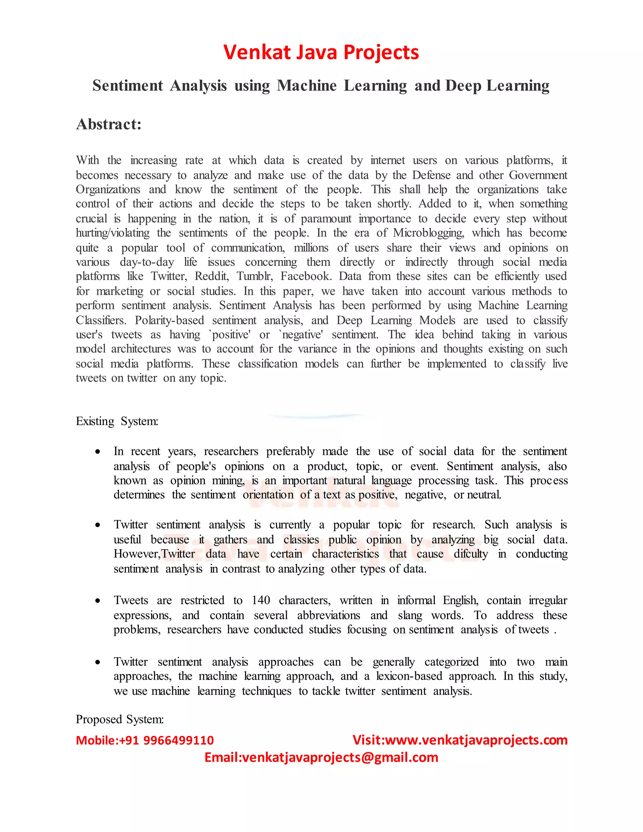 Sentiment Analysis Using Machine Learning And Deep Learning Docx