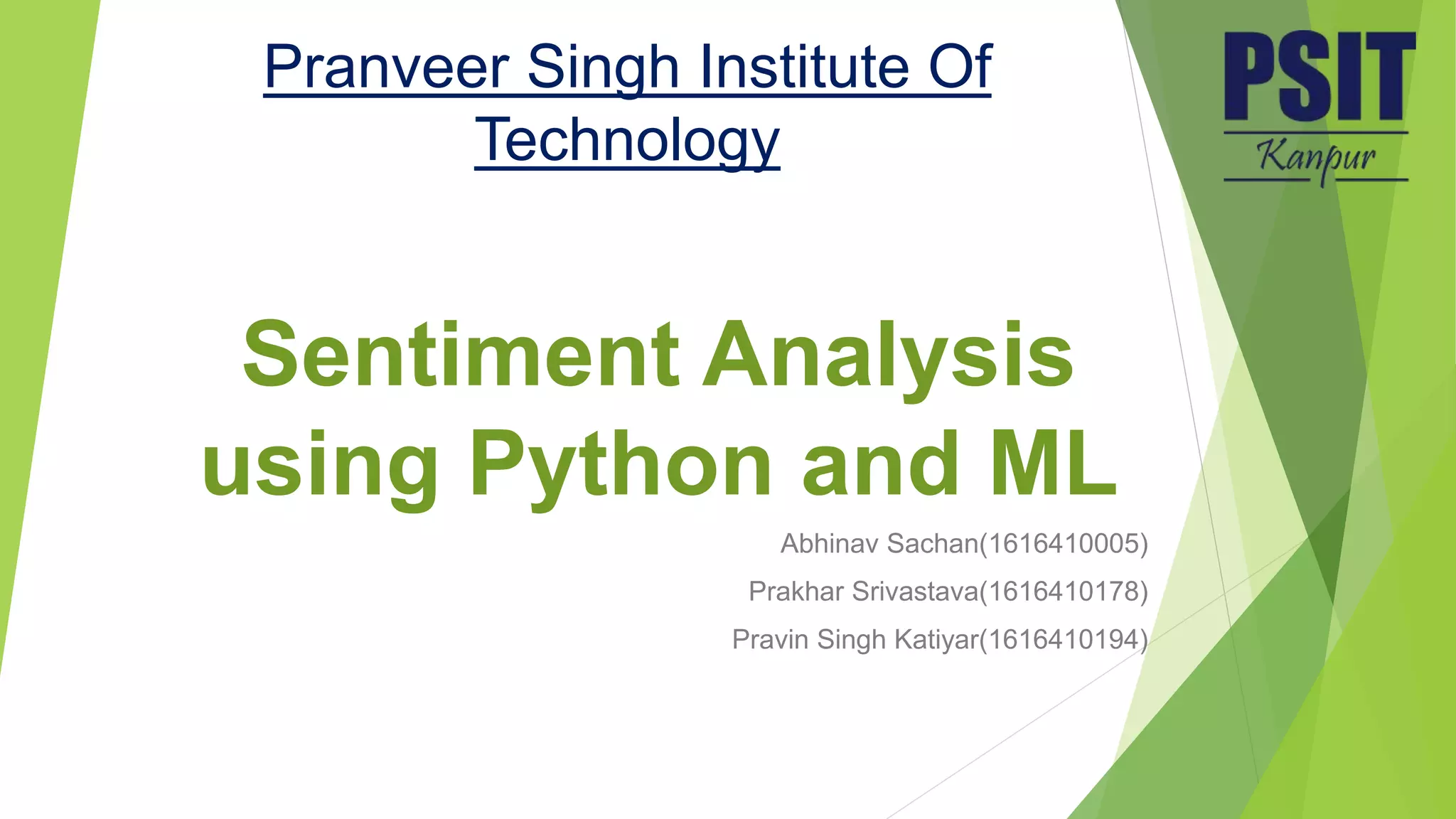 Sentiment analysis using ml | PPTX