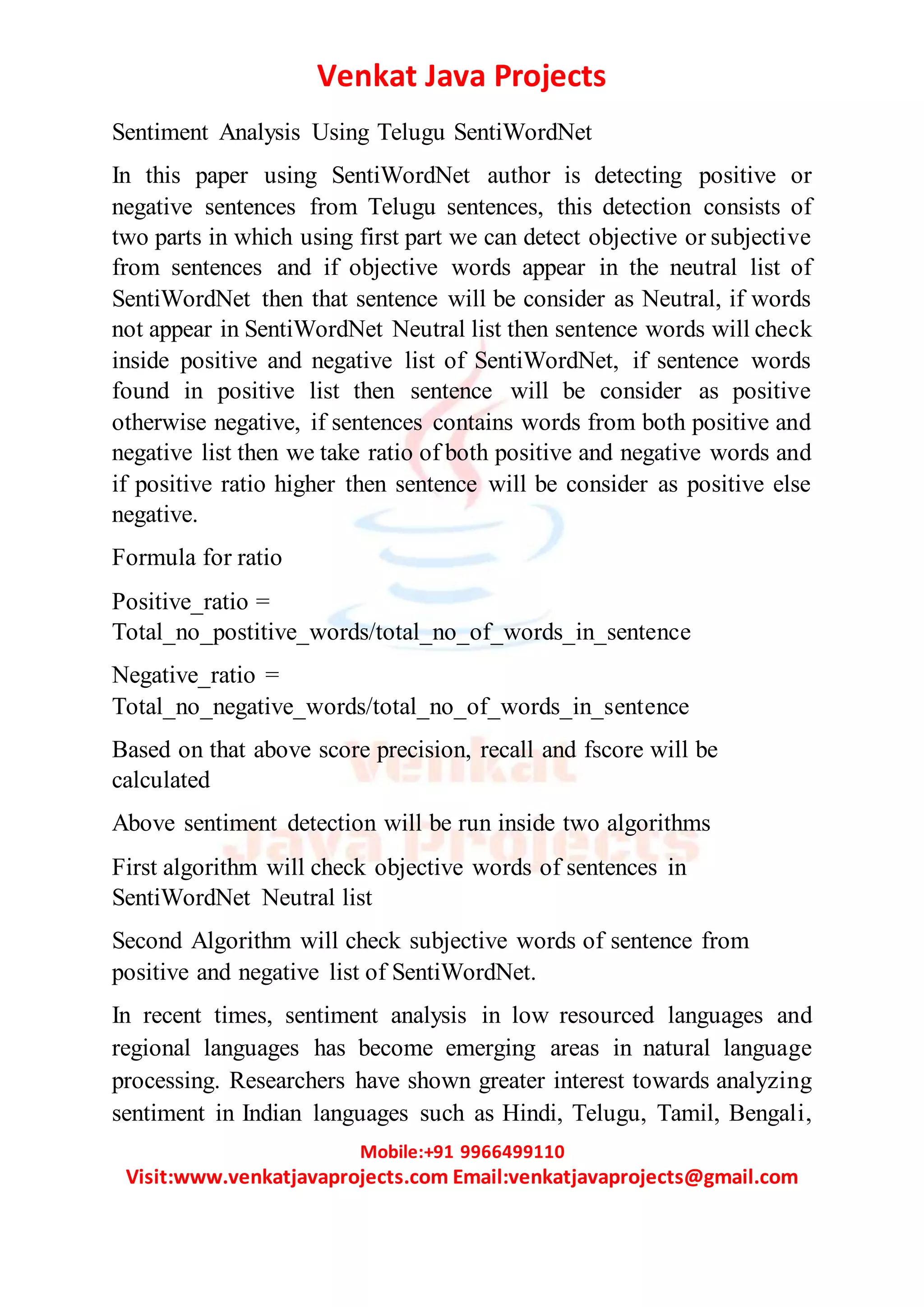 Sentiment Analysis Using Telugu Senti Wordnet Docx