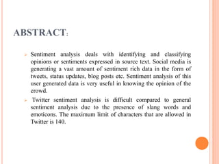 Sentiment Analysis using Twitter Data | PPTX | Internet | Computing