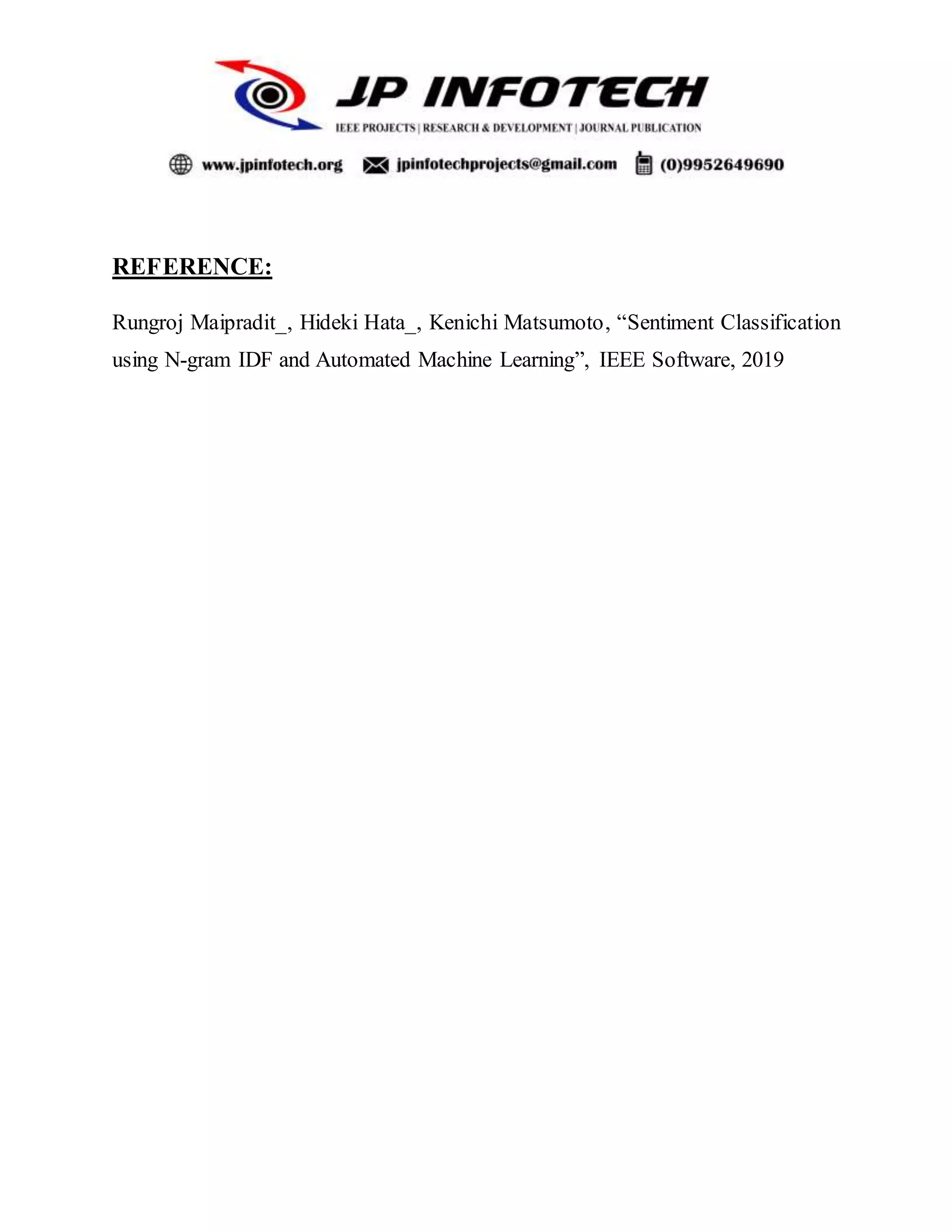 Sentiment Classification Using N Gram Idf And Automated Machine Learning Docx Computing