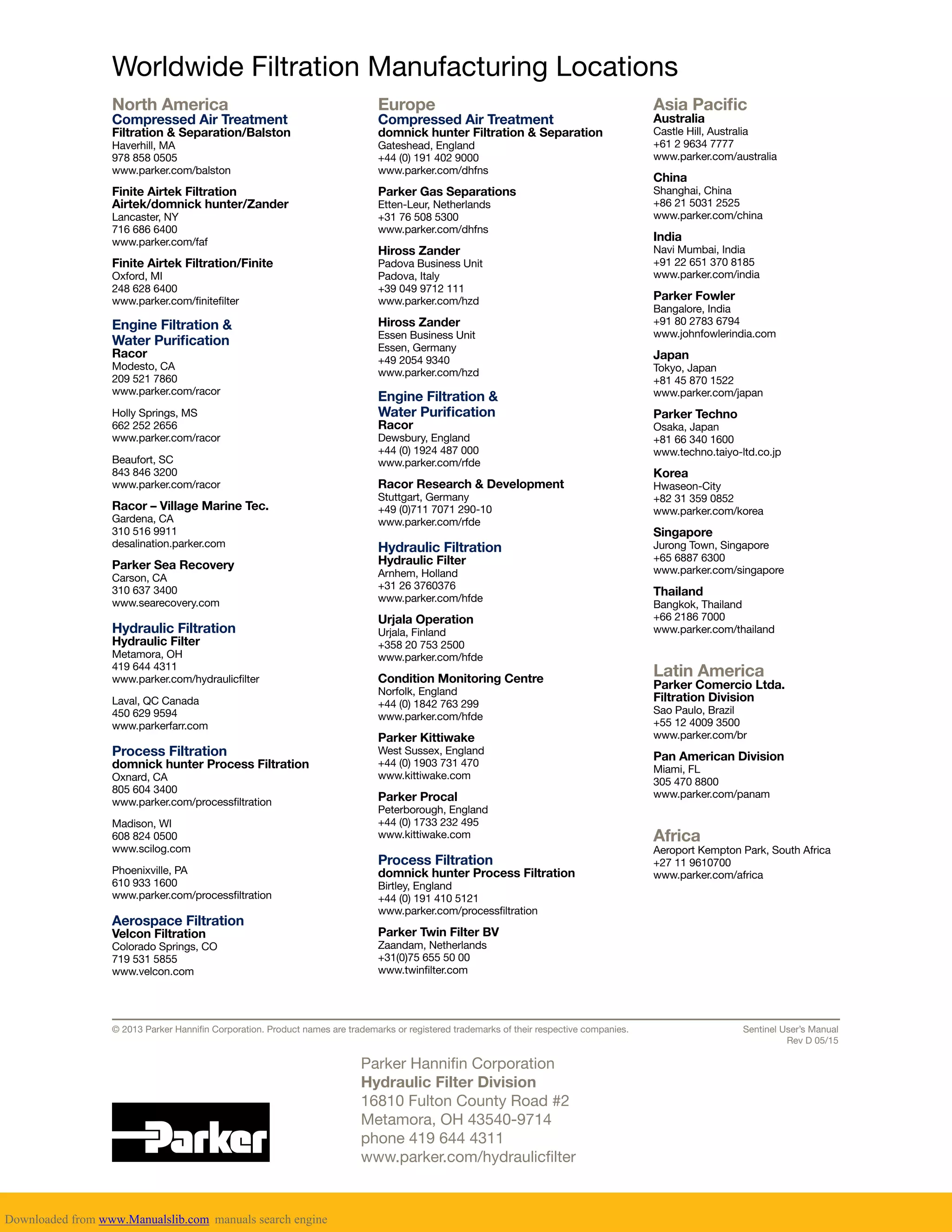 Sentinel - PARKER | PDF