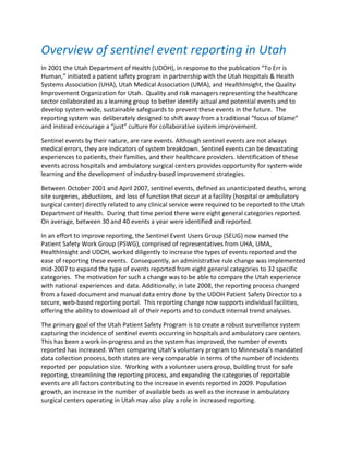 2009 Utah Sentinel Events Data Report | PDF