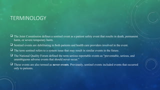 SENTINEL EVENTS IN EMERGENCY ROOM BY SACHITH | PPTX