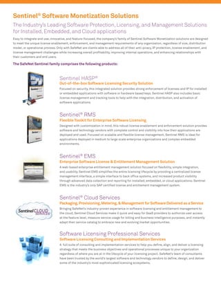 Sentinel Software Monetization Solutions - Family Brochure | PDF