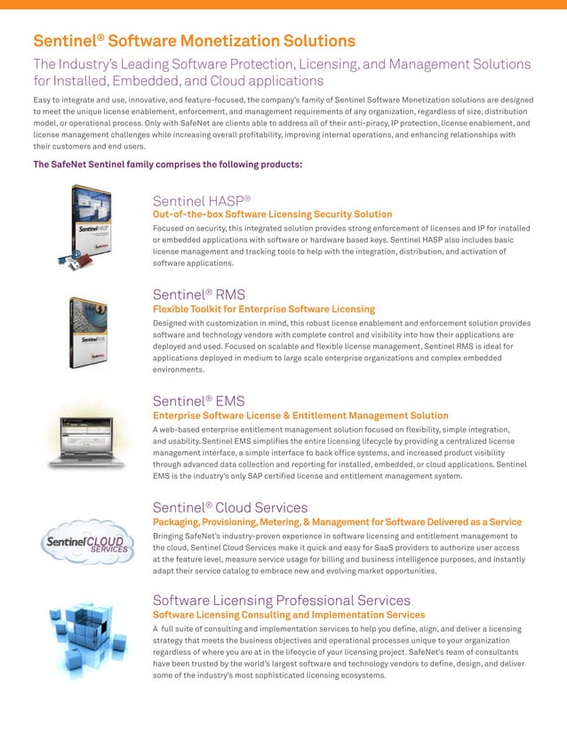 Sentinel Software Monetization Solutions - Family Brochure | PDF