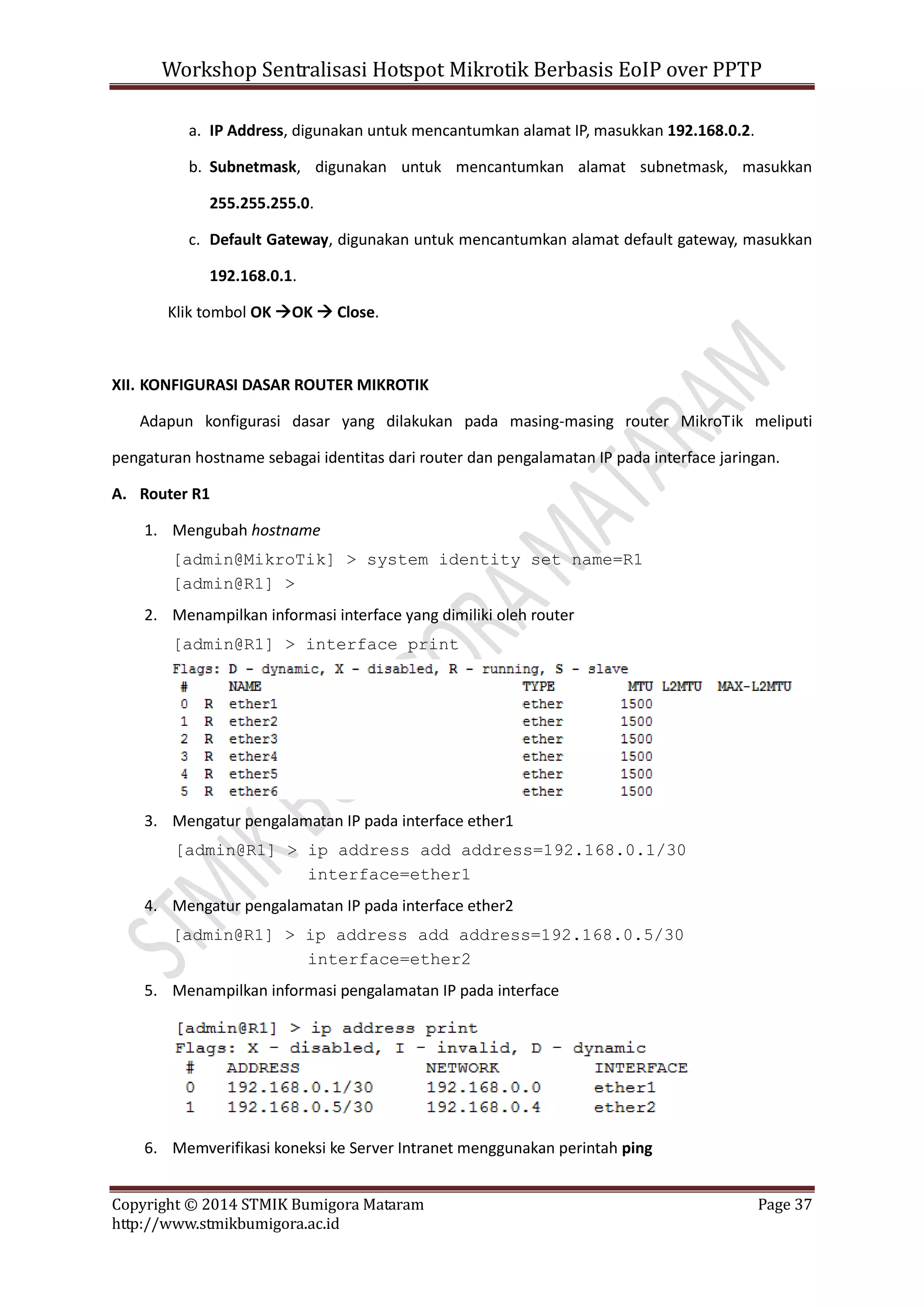 Sentralisasi Hotspot Mikrotik Berbasis EoIP over PPTP | PDF
