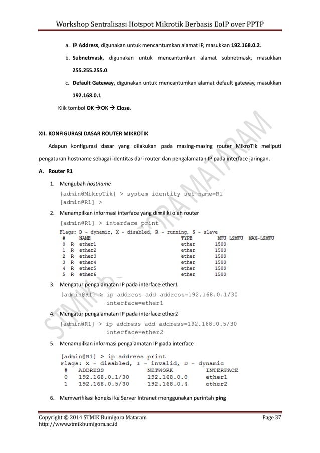 Sentralisasi Hotspot Mikrotik Berbasis EoIP over PPTP | PDF