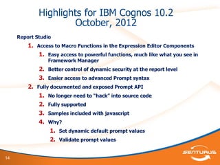 IBM Cognos 10.2 What's New? | PDF