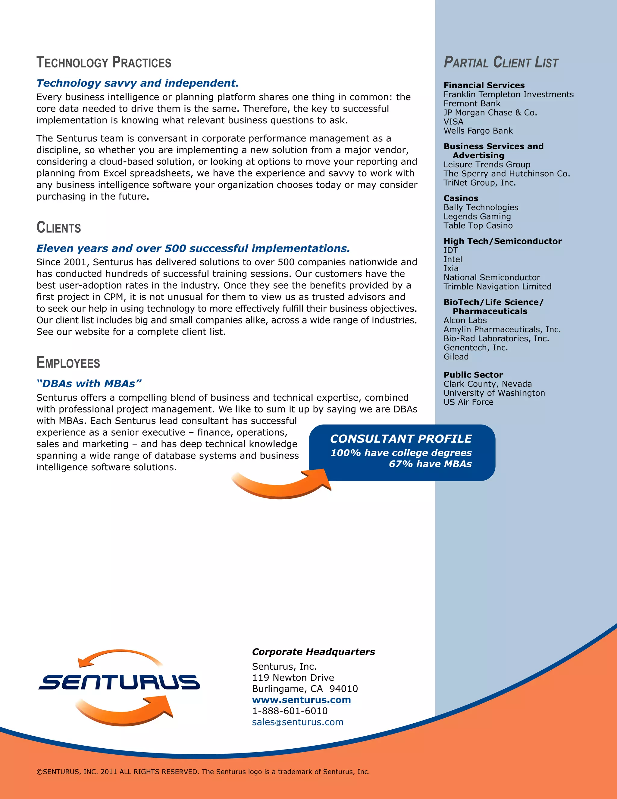 Senturus Company Profile | PDF