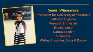 Senuri wijenayake - Most Outstanding Graduand of University of Moratuwa - 2017 | PDF