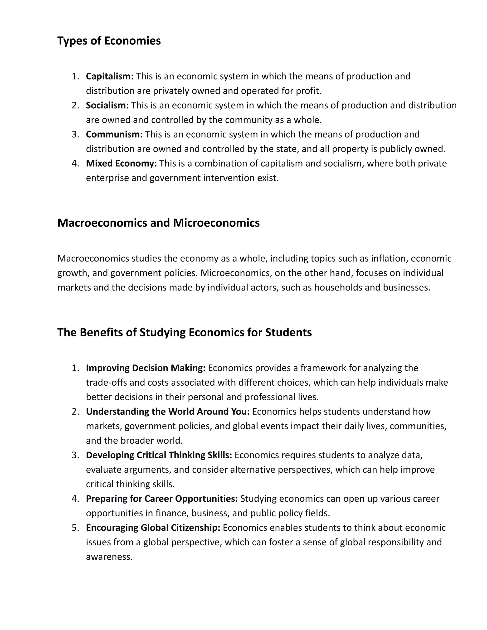 Economics for Beginners: Understanding the Basics of the Economy | PDF