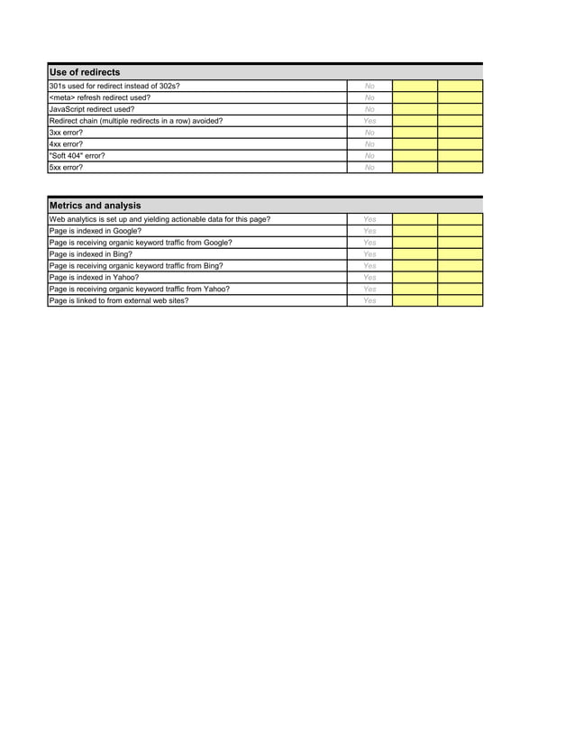 SEO Audit Checklist and Worksheet - over 90 SEO checkpoints! | XLSX
