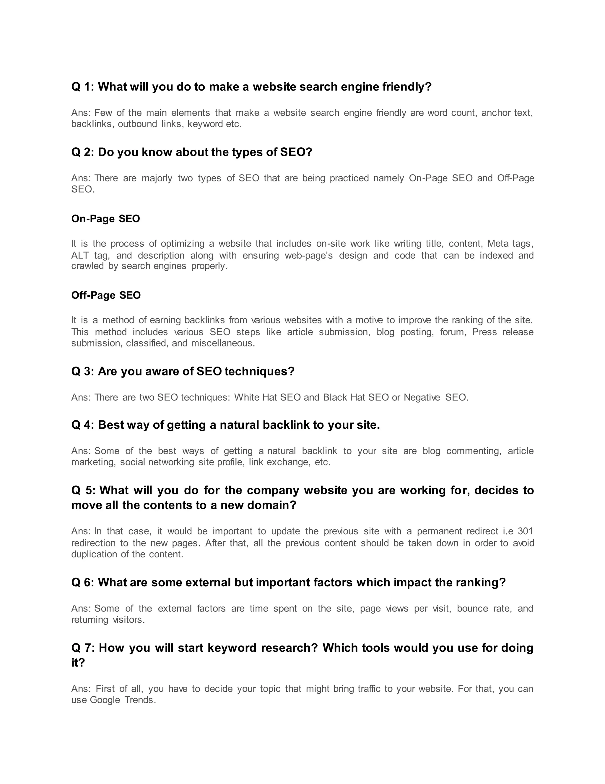 seo basic questions | PDF