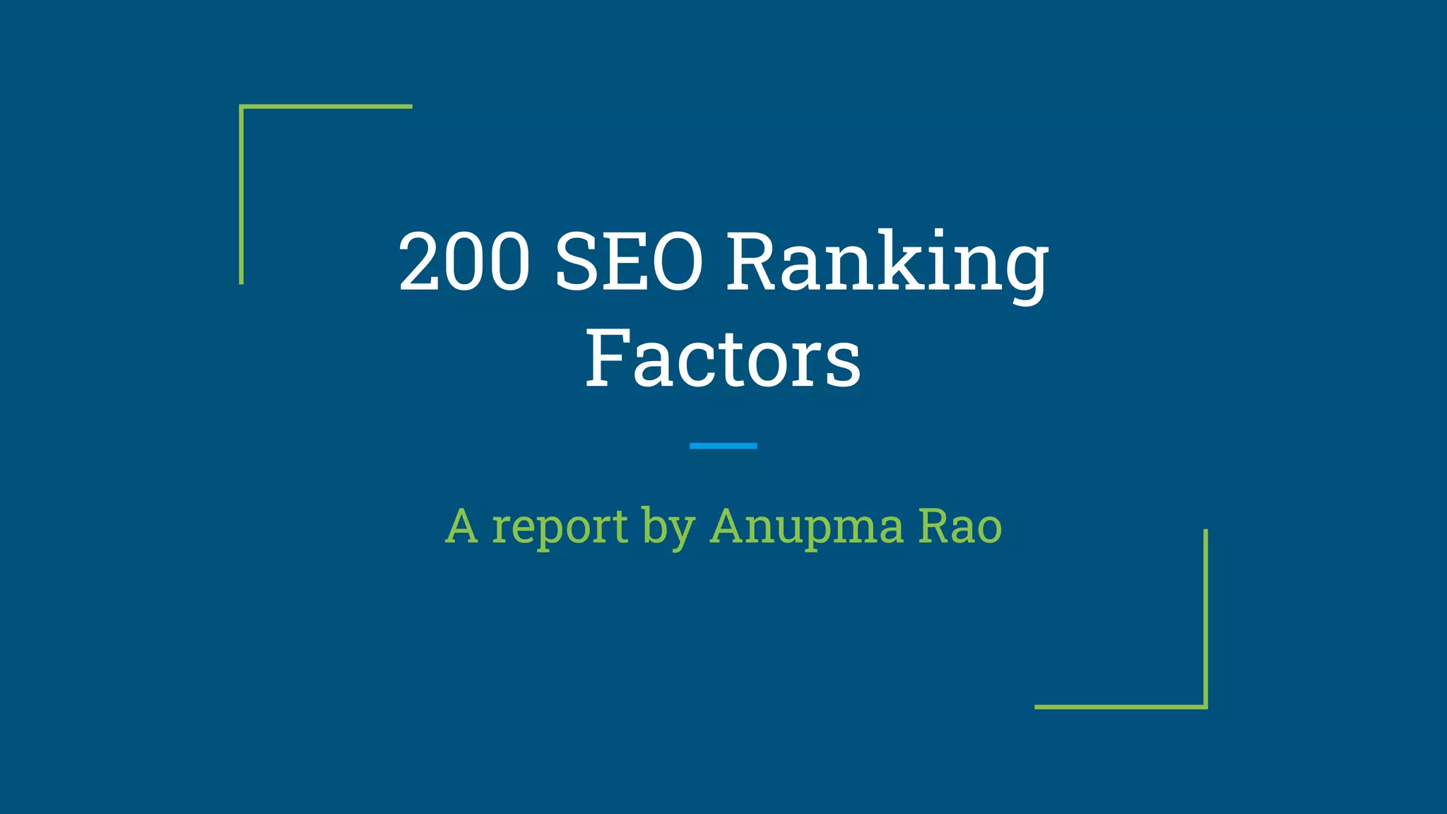 Google 200 SEO Ranking Factors 2020 | SEO Interview Question | PPT