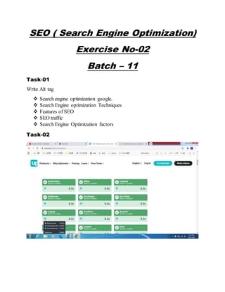SEO (Search engine optimization) exercise | PDF