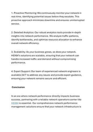 Network Performance Management: Ensuring Optimal Operations with HEX64 ...