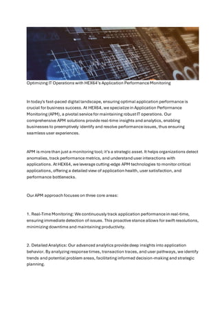Optimizing IT Operations with HEX64’s Application Performance ...