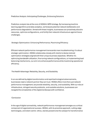 Maximizing Network Efficiency: A Dive into Network Performance Management with HEX64 | PDF