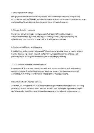 NOC Best Practices for Large Networks in modern times | PDF