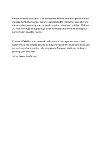 Network Performance Management: Enhancing Efficiency with HEX64 | PDF